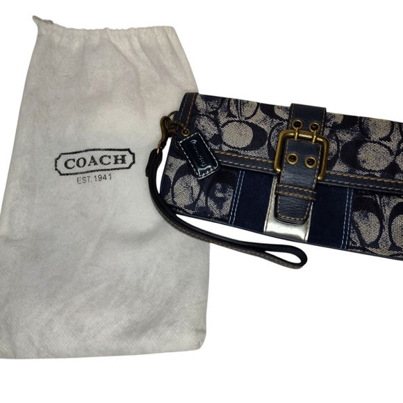 Coach | Bags | Euc Coach Denim Tye Dye Blue Wristlet With Dust Bag Hang ...